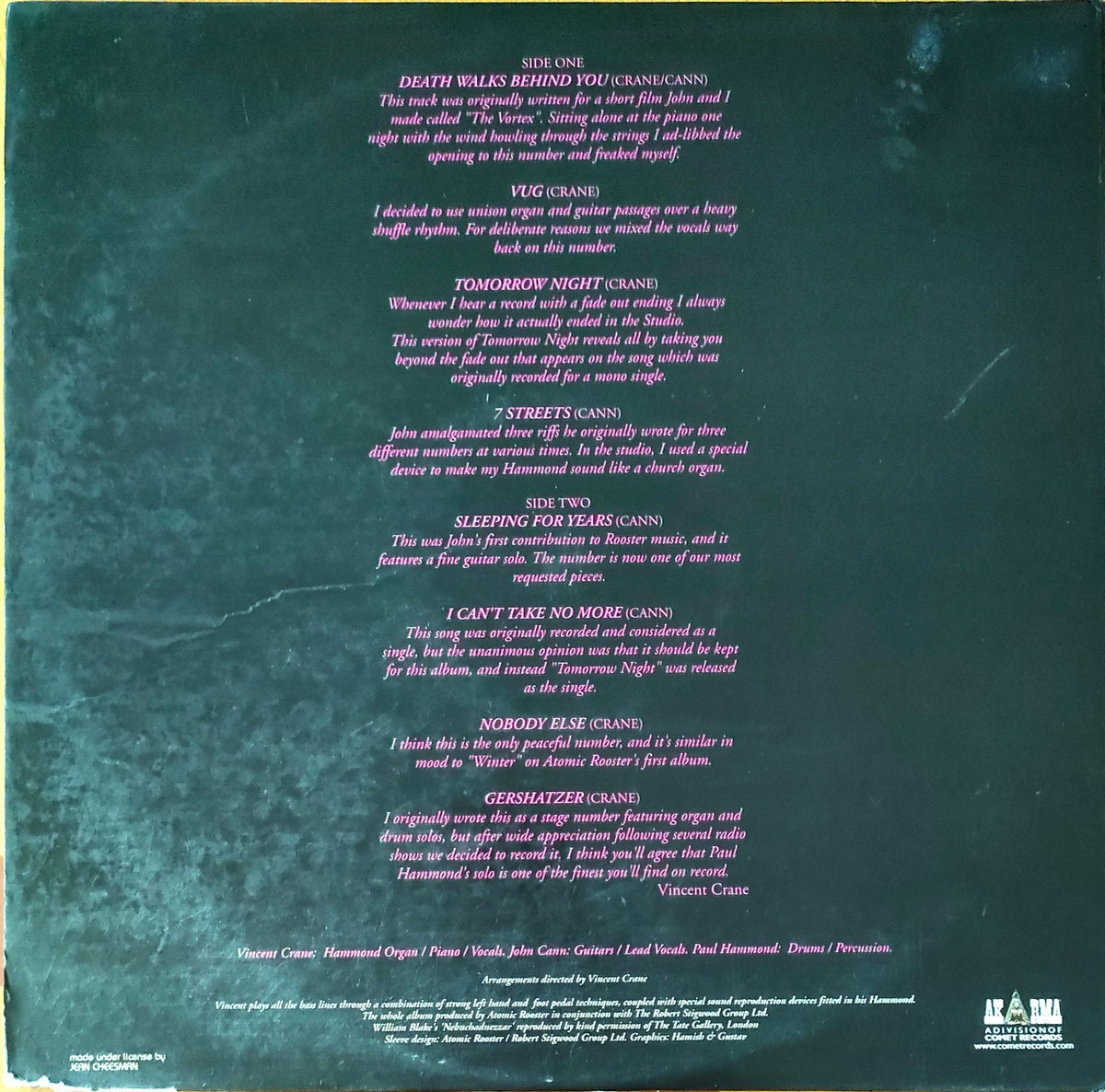 Atomic Rooster - Death Walks Behind You – Dig a Hole Records
